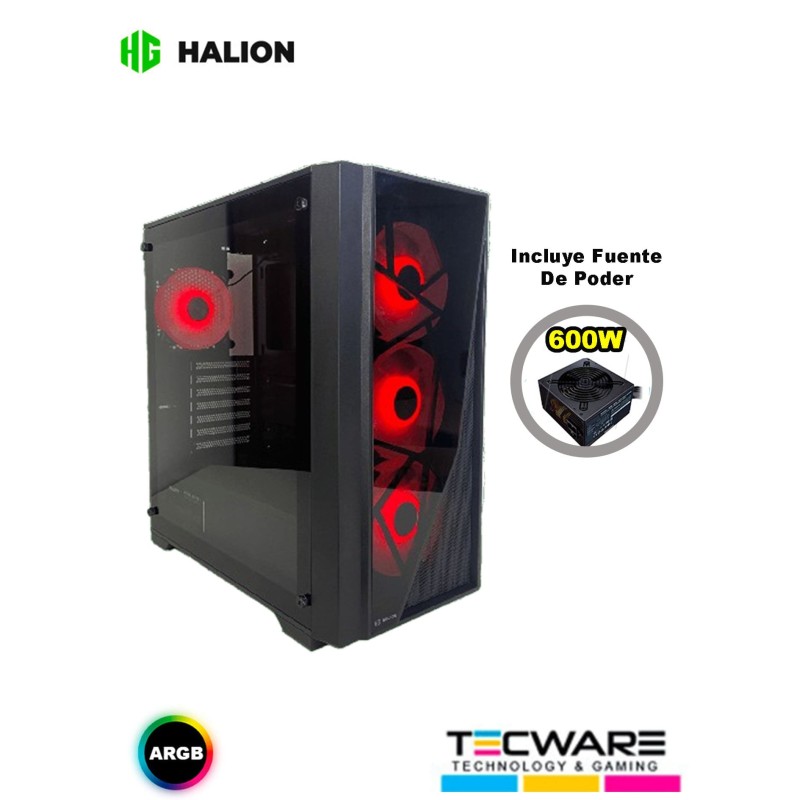 CASE GAMER HALION ARIES A09, F/600W, ARGB, V/TEMPLADO